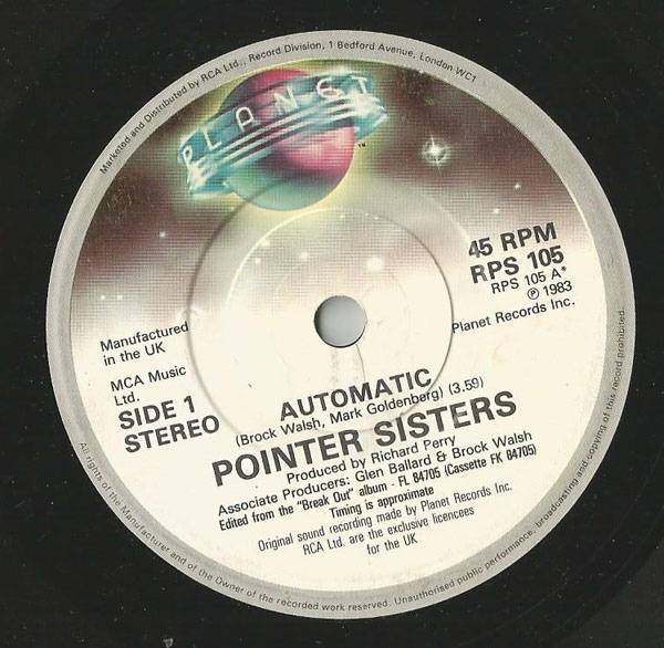 Pointer Sisters - Automatic (7") For Sale