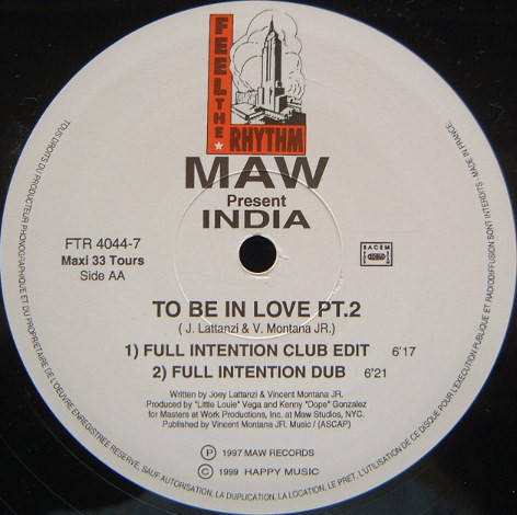 Masters At Work Present India - To Be In Love (12") For Sale