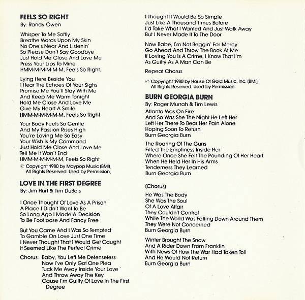Alabama - FEELS SO RIGHT (CD) For Sale
