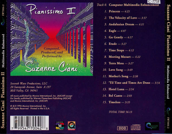 Suzanne Ciani - Pianissimo II (CD) For Sale