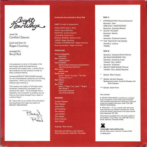 Buryl Red & Ragan Courtney - BRIGHT NEW WINGS (LP) For Sale