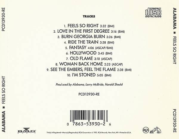 Alabama - FEELS SO RIGHT (CD) For Sale