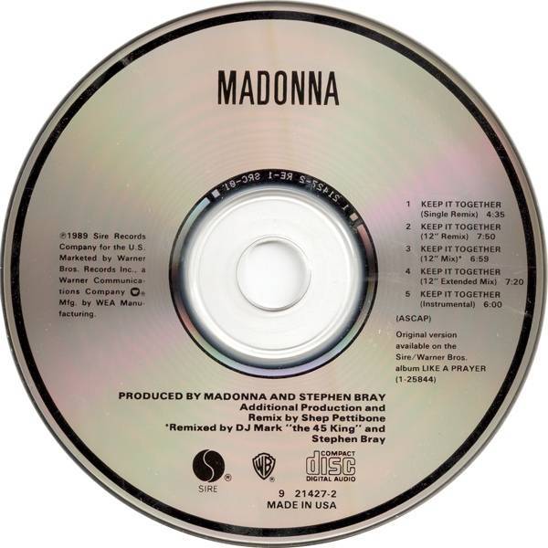 Madonna - KEEP IT TOGETHER - 5 VERSIONS (CD Single) For Sale