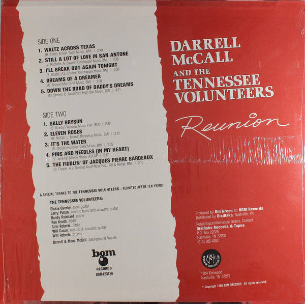 Darrell Mccall & The Tennessee Volunteers - Reunion (LP) For Sale
