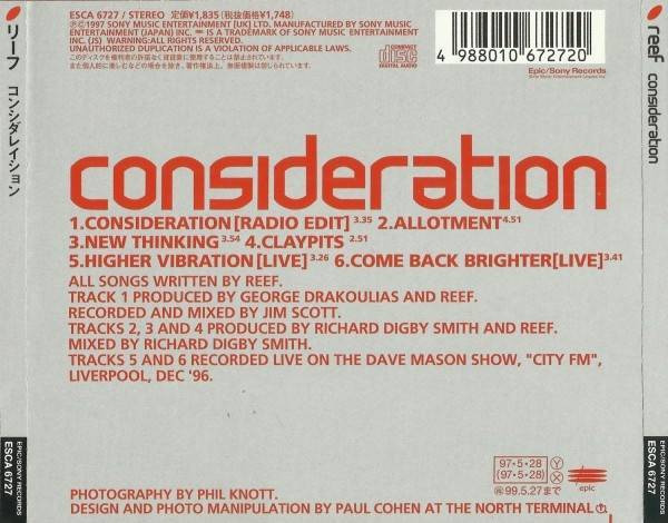 Reef - Consideration (CD Single) For Sale