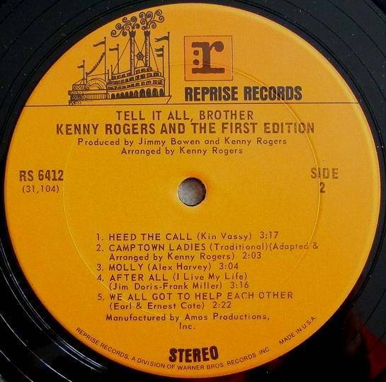 Kenny Rogers & The First Edition - Tell It All Brother (LP) For Sale