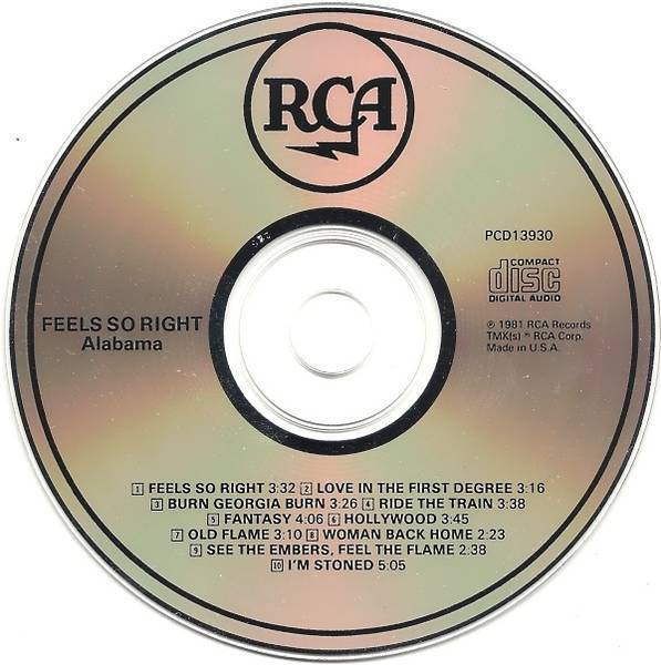 Alabama - FEELS SO RIGHT (CD) For Sale