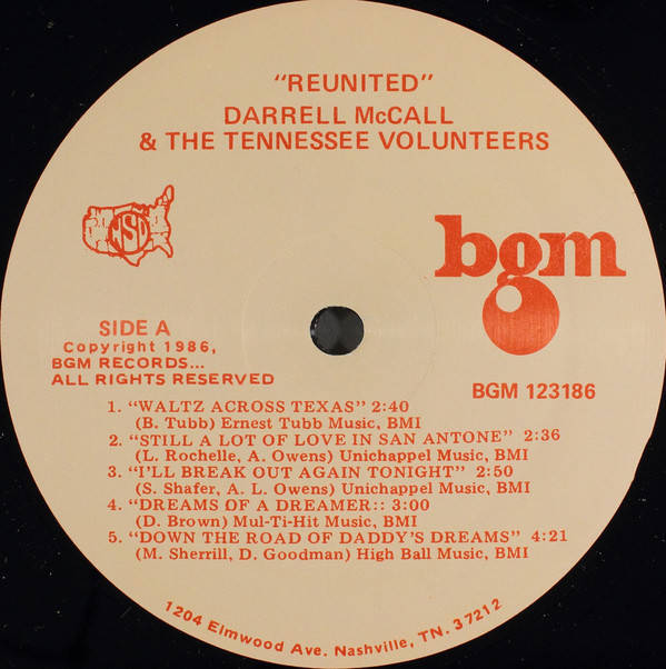 Darrell Mccall & The Tennessee Volunteers - Reunion (LP) For Sale