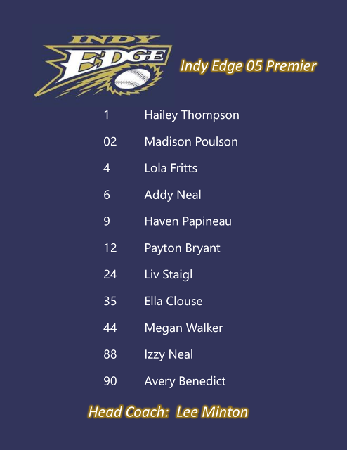 Indy Edge 05 Premier - (Brownsburg, IN) - powered by LeagueLineup.com