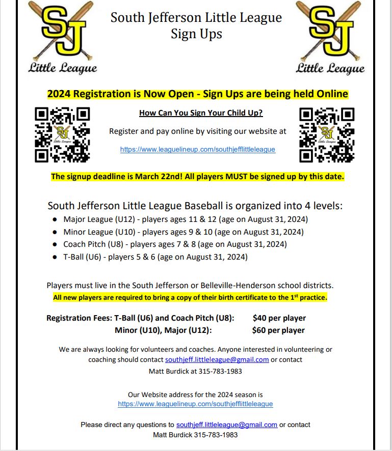 South Jefferson Little League - (Adams Center, NY) - powered by ...