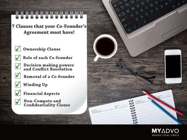 7 Essential Clauses of a Co-Founders' Agreement | MyAdvo.in