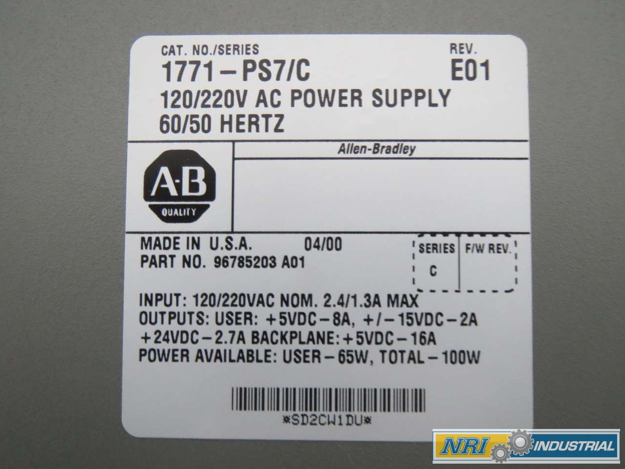 Allen Bradley 1771-PS7 Ser C 120/220v-ac 24v-dc Power Supply | eBay