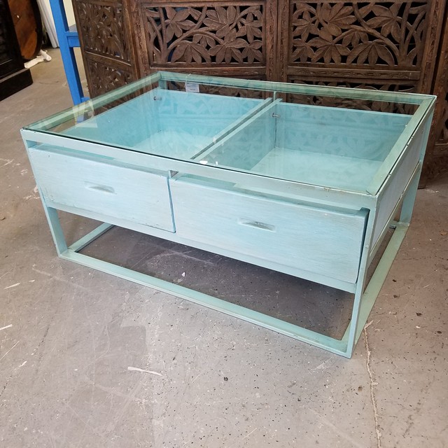 Glass Top Coffee Table with Drawers - Nadeau Charlotte