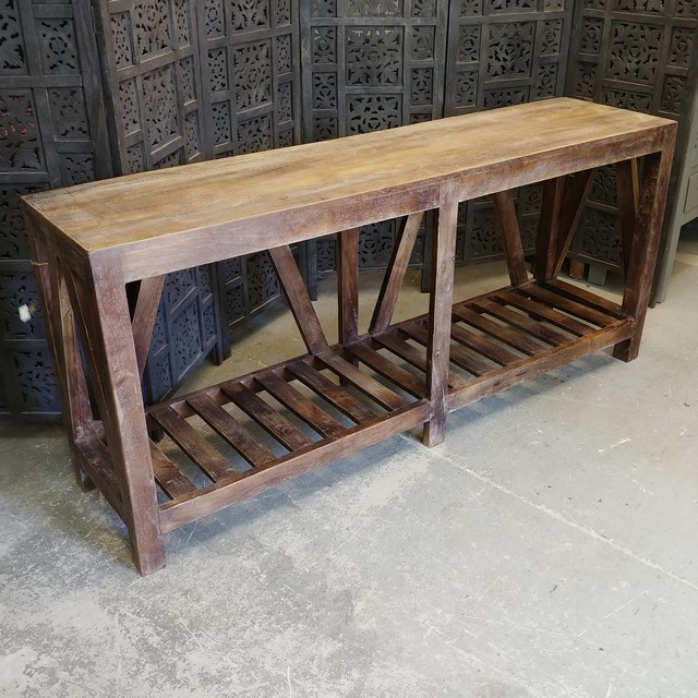 Slatted Shelf Console Table - Nadeau Charlotte