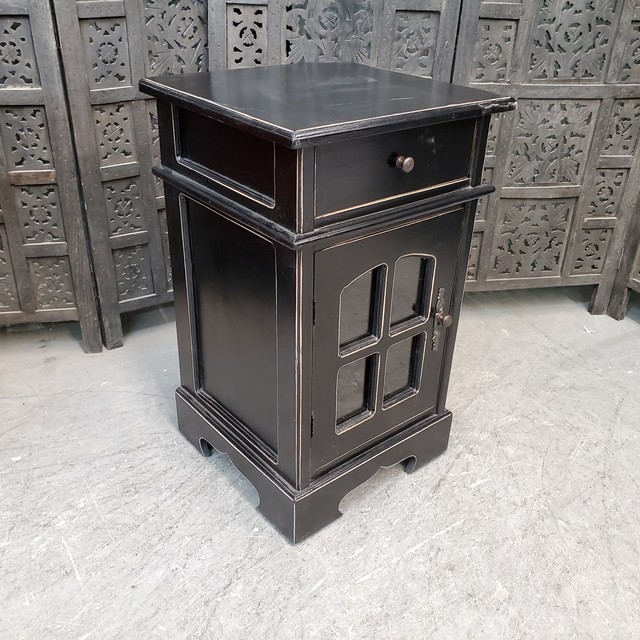 Gothic Night Stand with Glass Door - Nadeau Charlotte