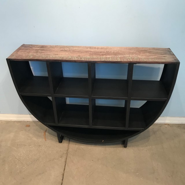 Half Round Iron And Wood Bookcase - Nadeau Minneapolis
