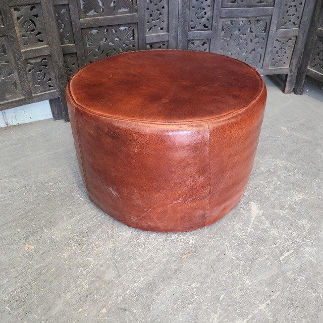 Leather Poof - Nadeau Minneapolis
