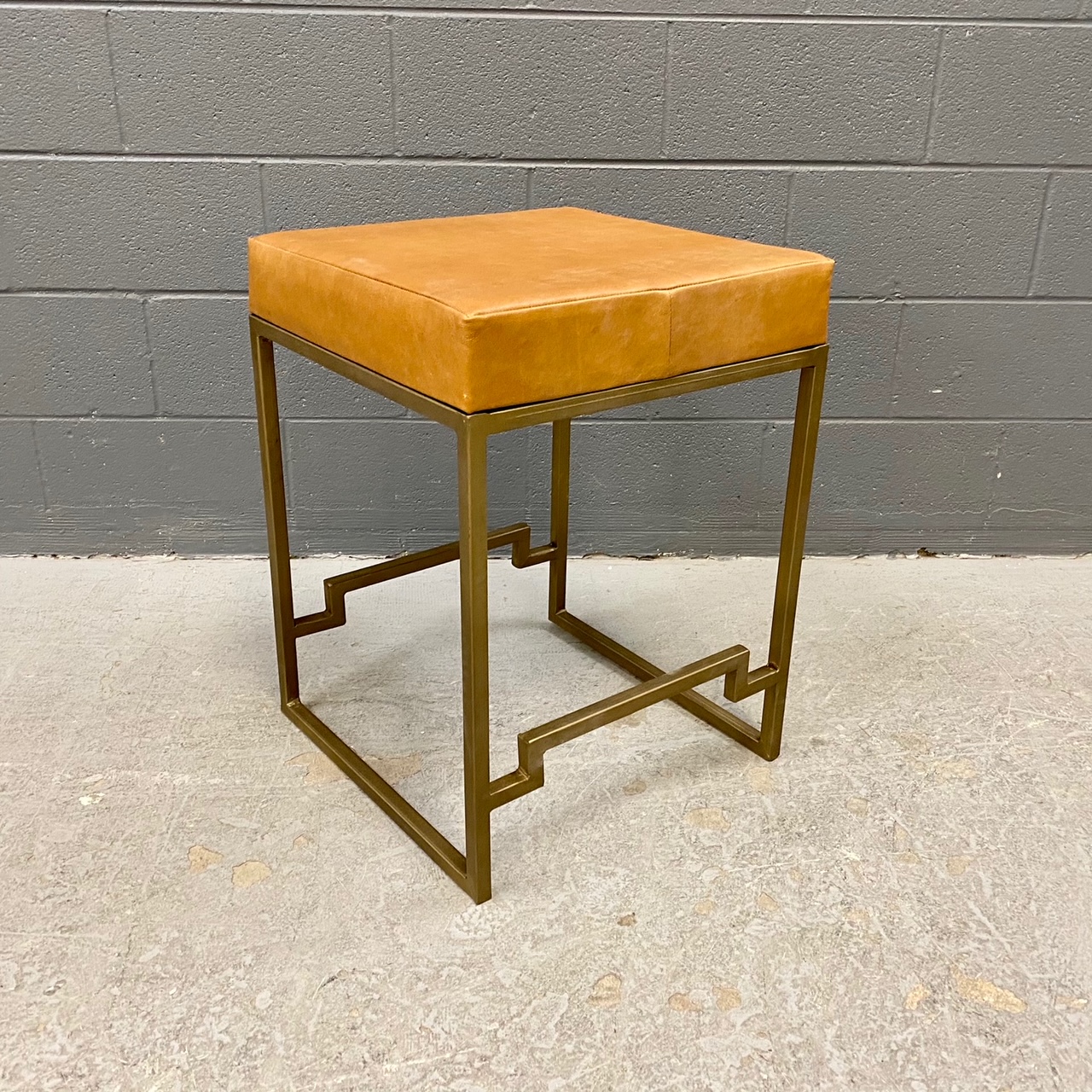 Iron Stool With Leather Seat - Nadeau Nashville