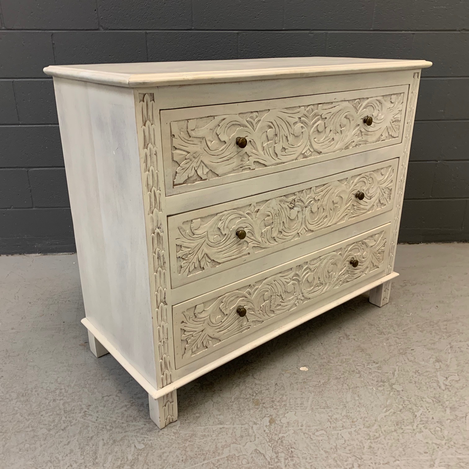 Three-Drawer Carved Dresser - Nadeau Nashville