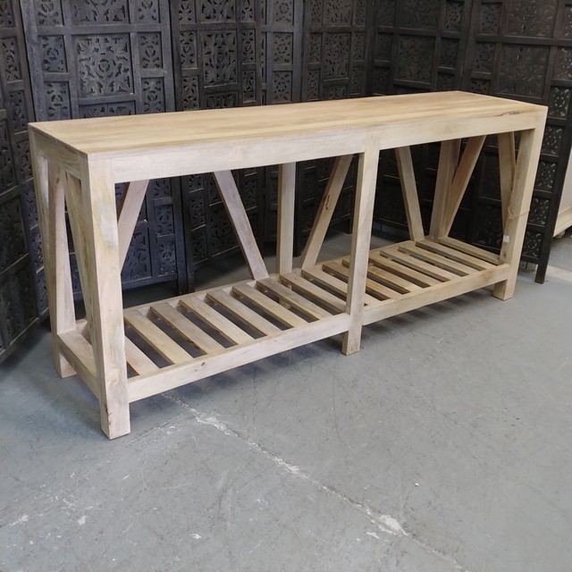 Slatted Shelf Console Table - Nadeau Indianapolis