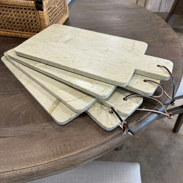 Marble Cheese/Cutting Board With Leather Tie And Handle - Nadeau Miami
