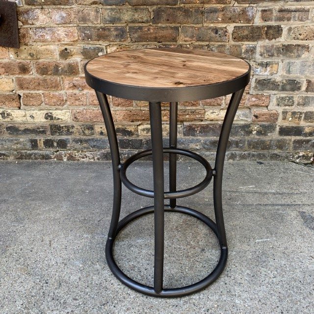 Iron And Wood Side Table - Nadeau Chicago