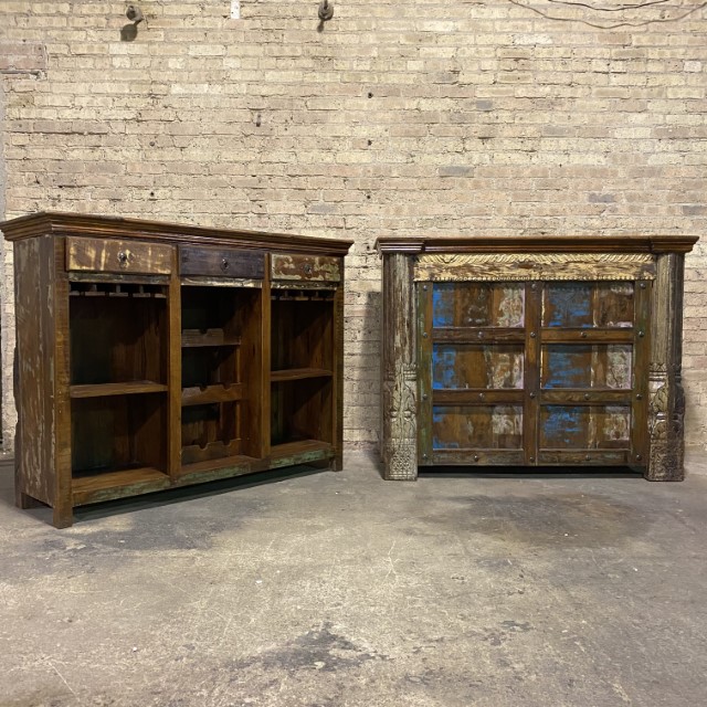 Carved Old Door Bar Counter - Nadeau Chicago