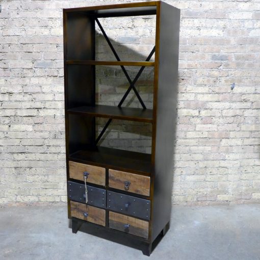 Iron and Wood Bookcase - Nadeau Chicago