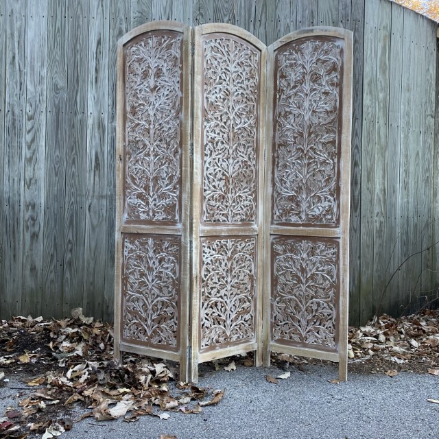 Three Panel Wooden Room Divider - Nadeau Chicago