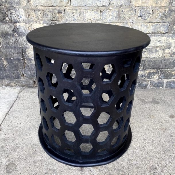 Carved Round Side Table - Nadeau Chicago