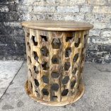 Carved Round Side Table - Nadeau Chicago