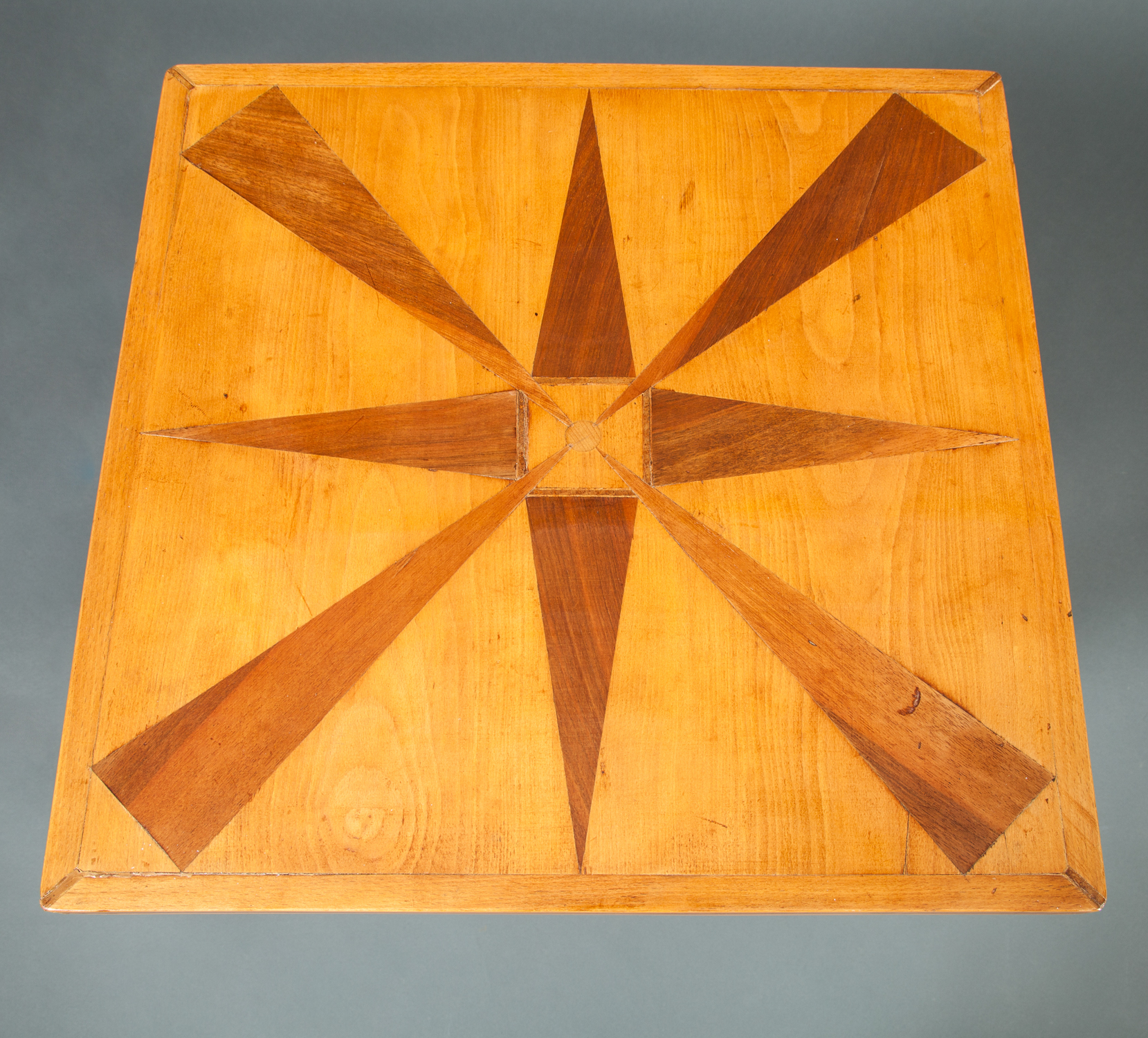 French Mid-Century Marquetry Top Side Table - Naga Antiques