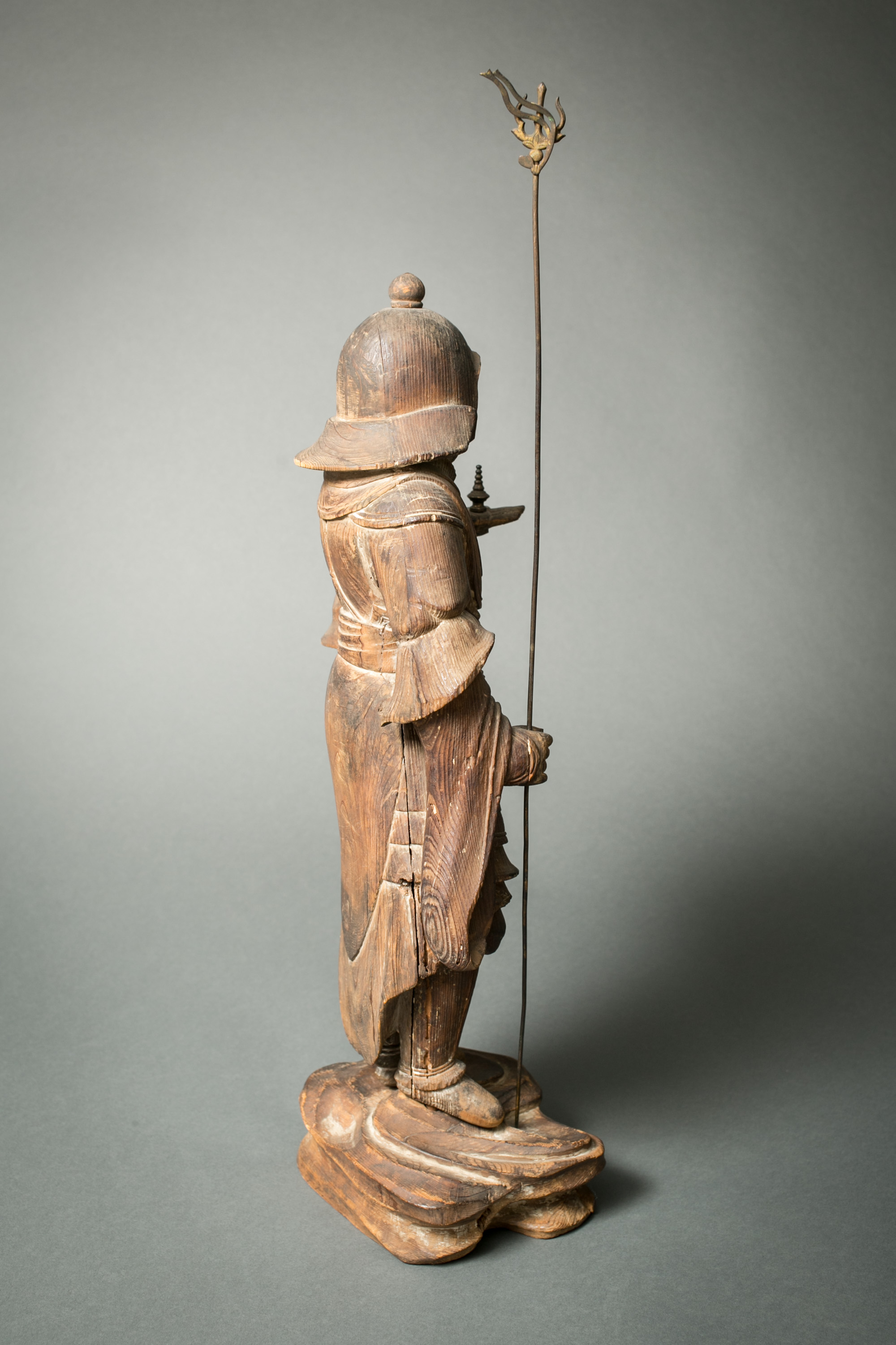 Japanese Hinoki Wood Sculpture of Bishamon - Naga Antiques