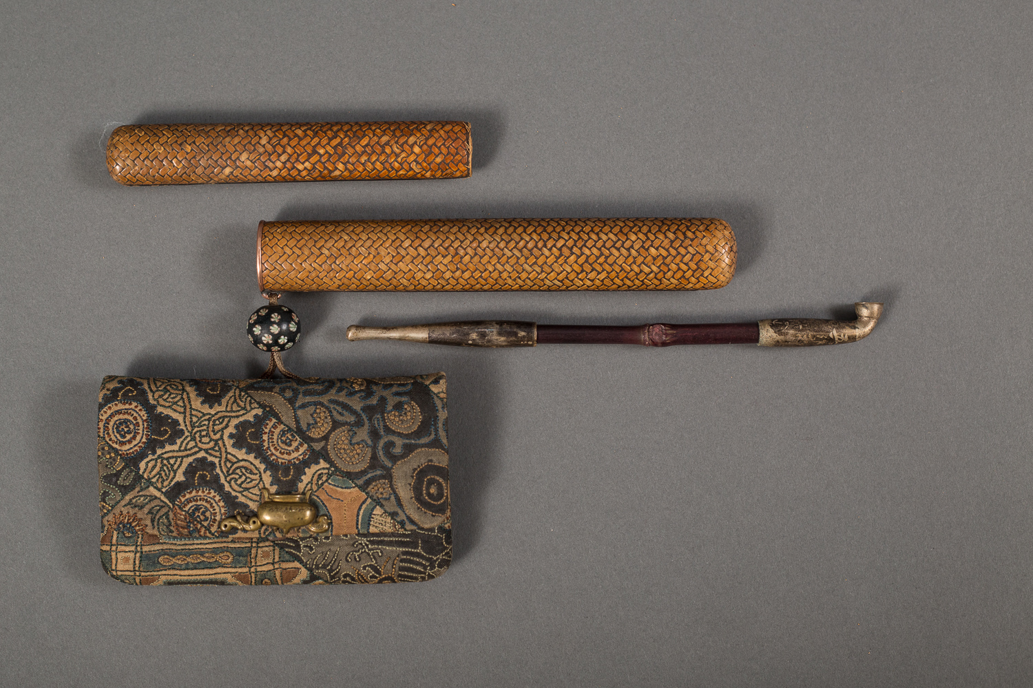 Japanese Pipe With Case and Tobacco Pouch - Naga Antiques