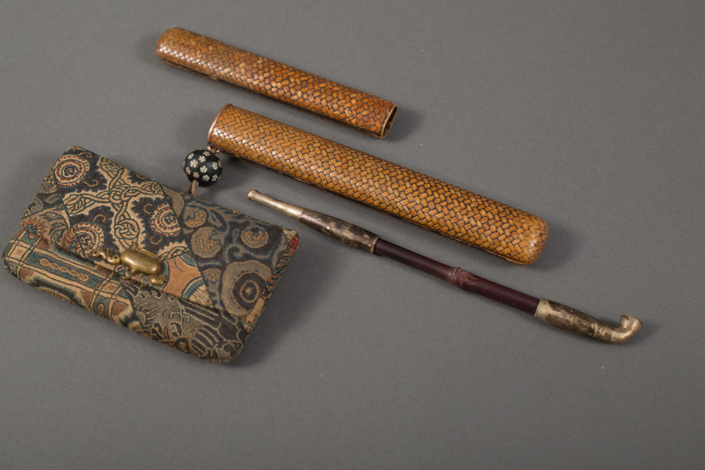 Japanese Pipe With Case and Tobacco Pouch - Naga Antiques