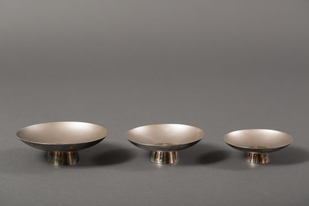 Japanese Three Piece Silver Sake Cups - Naga Antiques