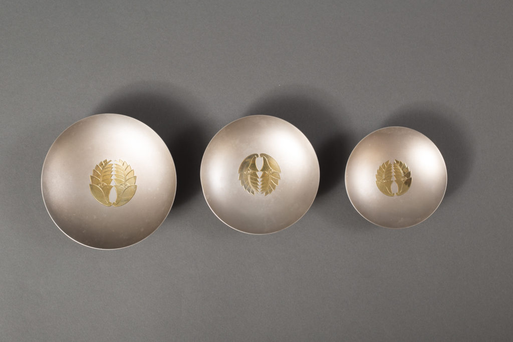 Japanese Three Piece Silver Sake Cups - Naga Antiques