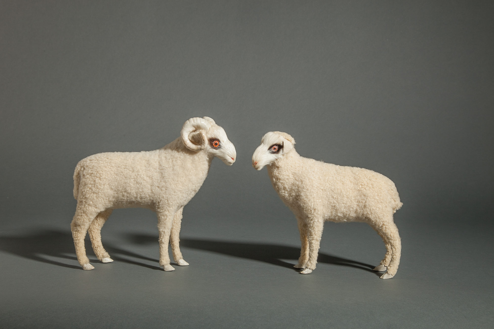 Pair of Antique Japanese Ceramic Sheep - Naga Antiques