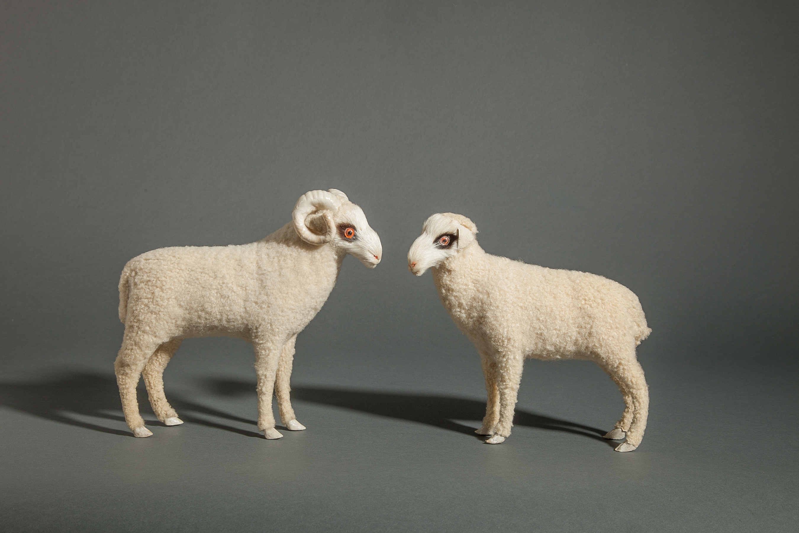 Pair of Antique Japanese Ceramic Sheep - Naga Antiques