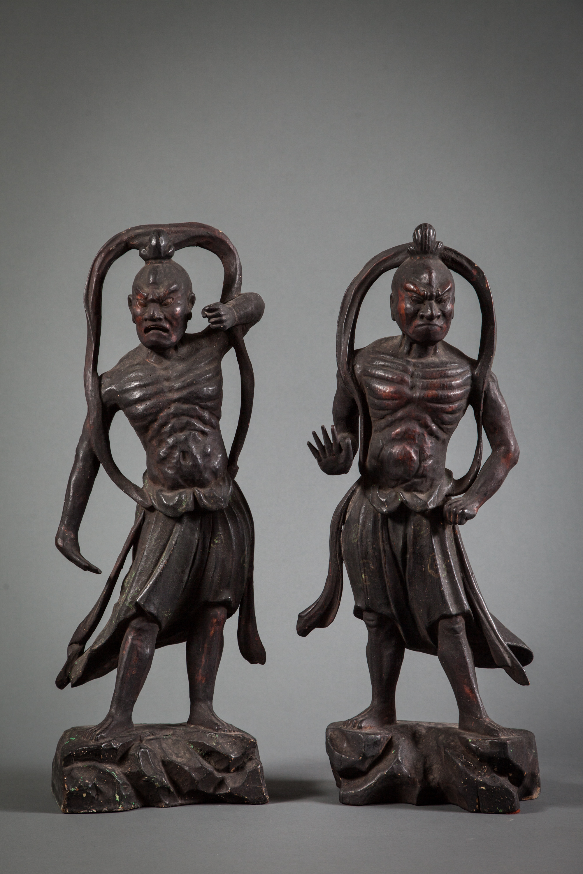 Pair of Japanese Buddhist Guardian Figures - Naga Antiques