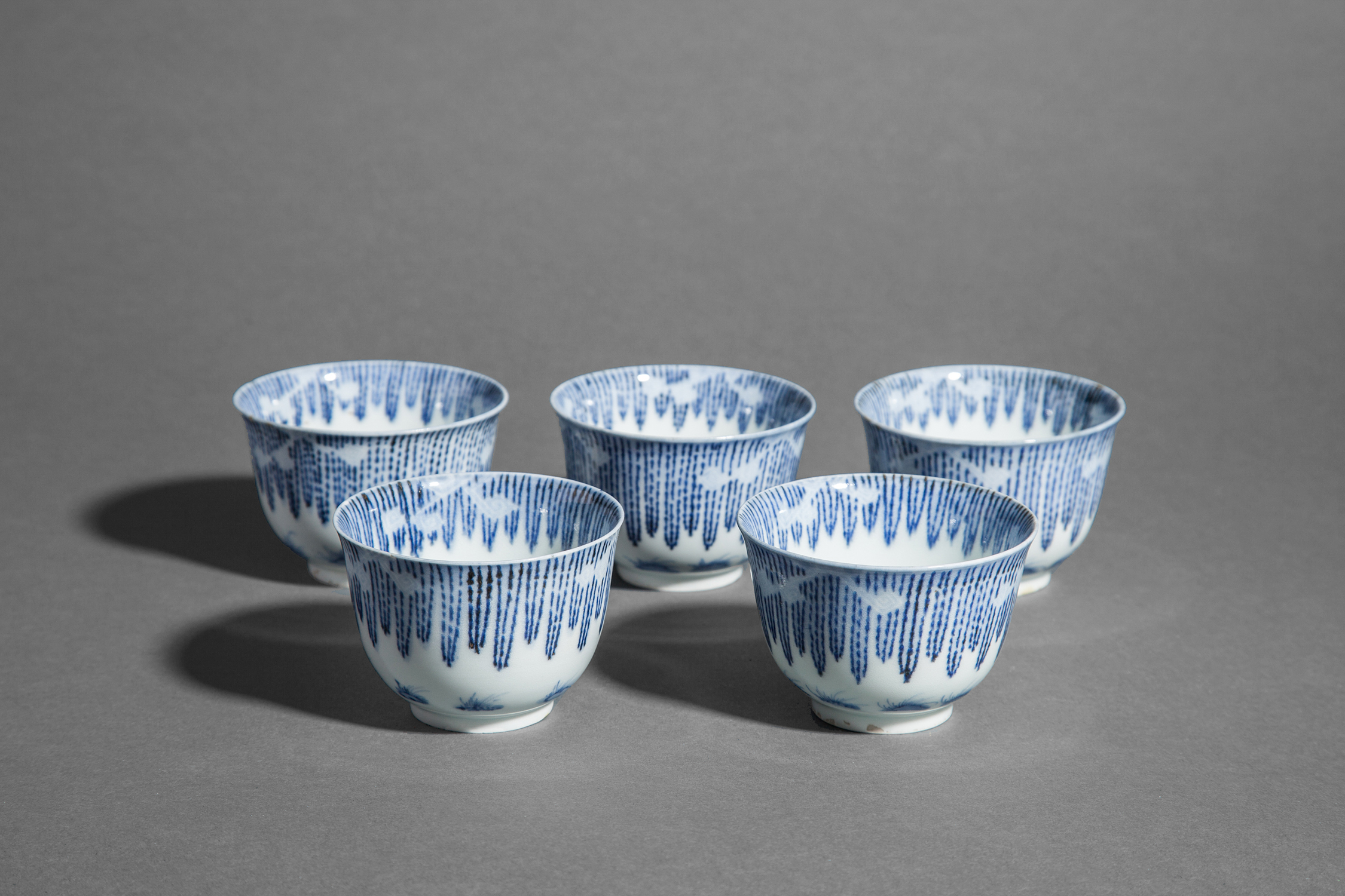 Set of Five Blue and White Soba Cups - Naga Antiques