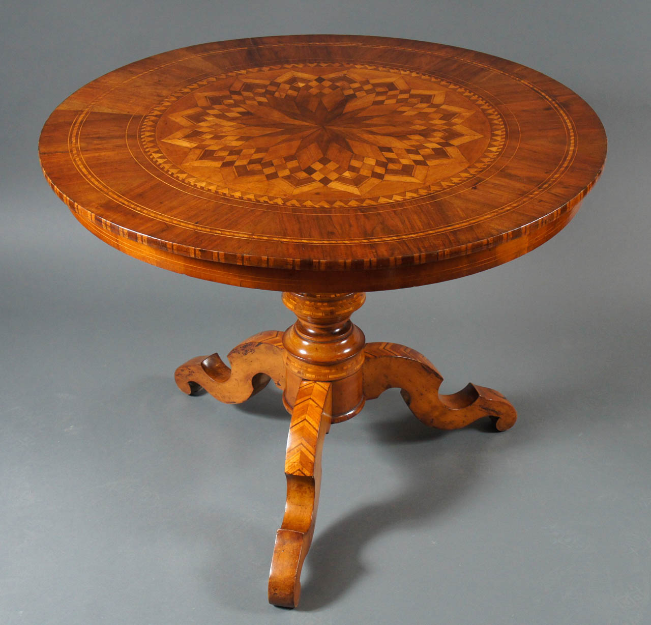 Single Center Table with Marquetry Top - Naga Antiques