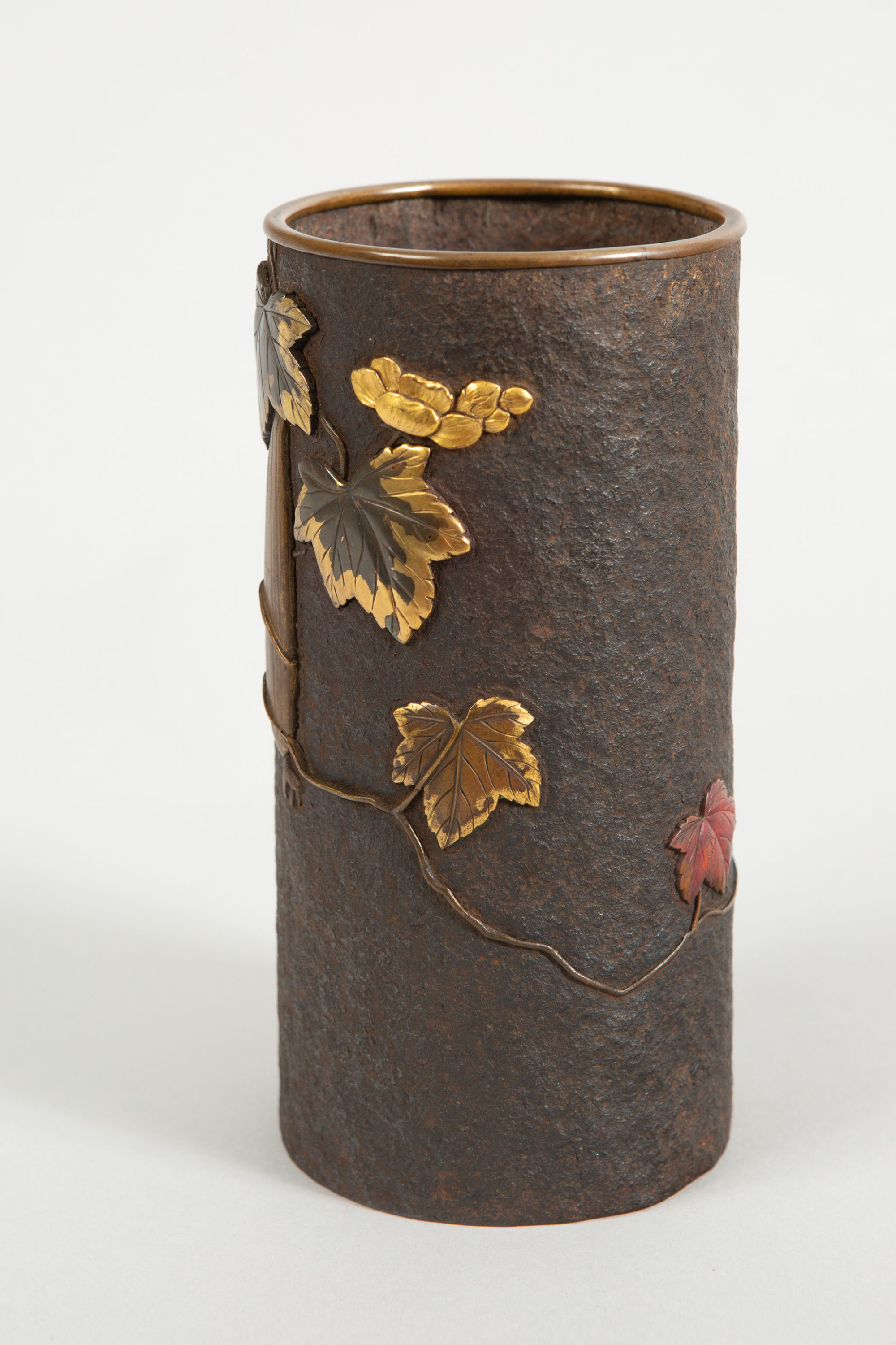 Japanese Bronze Cylinder Vase - Naga Antiques