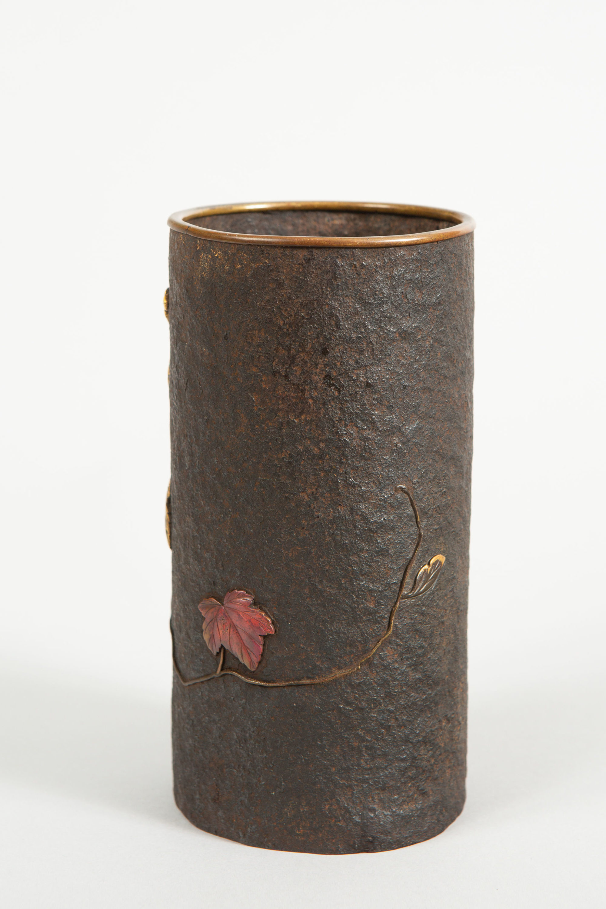 Japanese Bronze Cylinder Vase - Naga Antiques