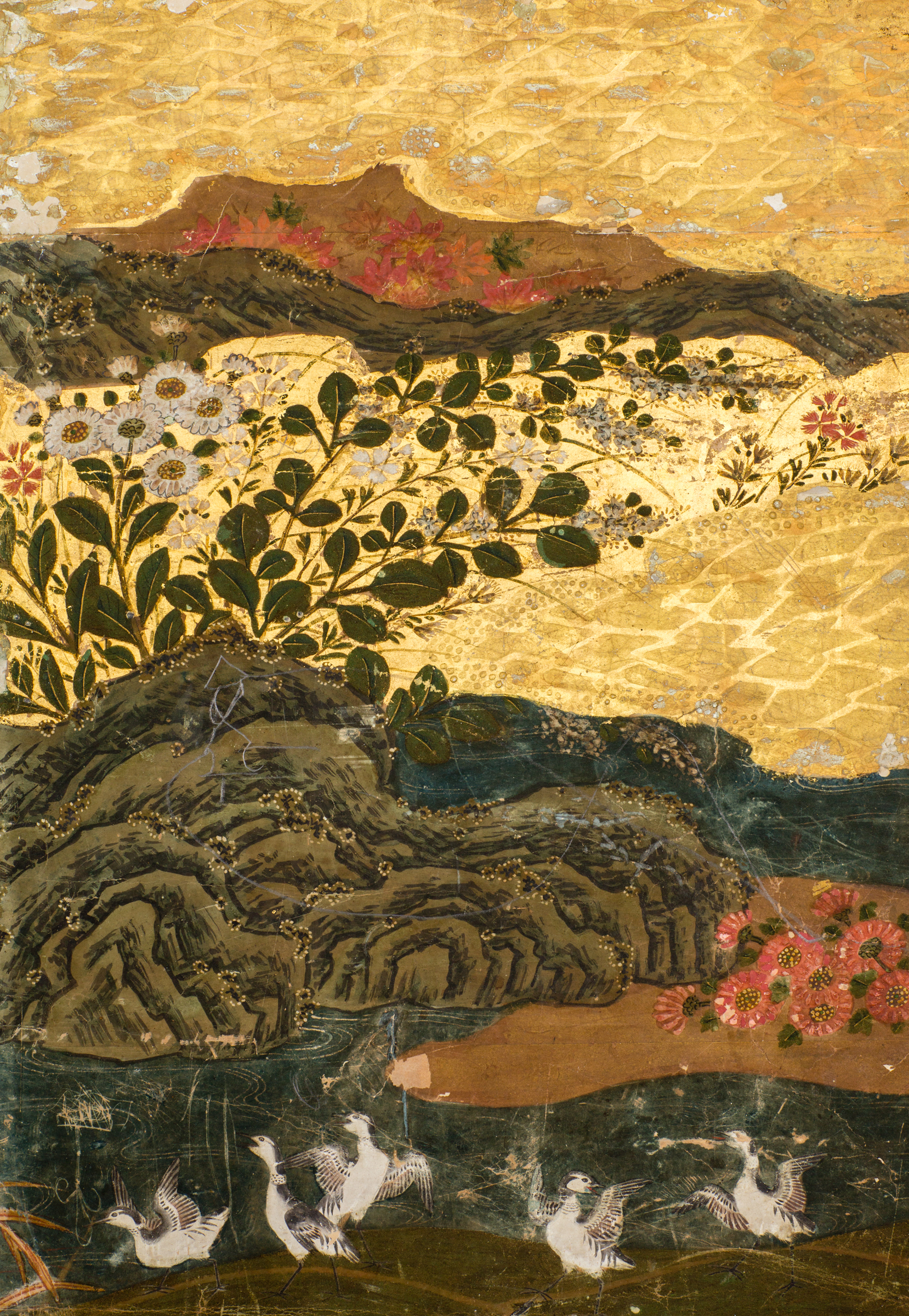 Japanese Five Panel Screen: Winter Into Fall - Naga Antiques