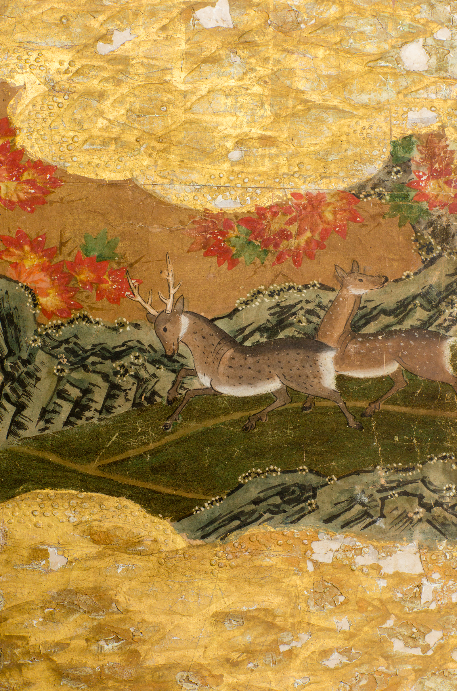 Japanese Five Panel Screen: Winter Into Fall - Naga Antiques