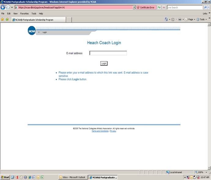 How To Use The NCAA Postgraduate Nomination Online System: Head Coaches ...