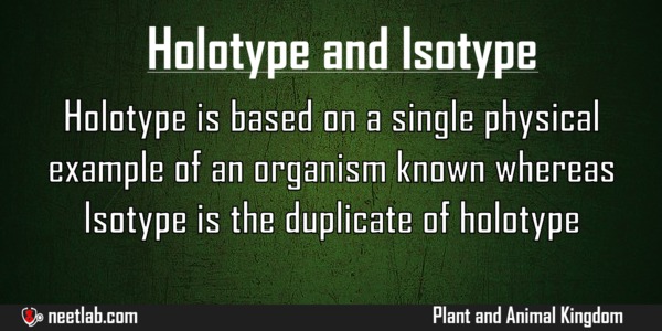 Difference between Holotype and Isotype - NEET Lab