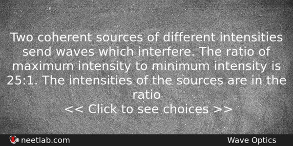 Two coherent sources of different intensities send waves which ...