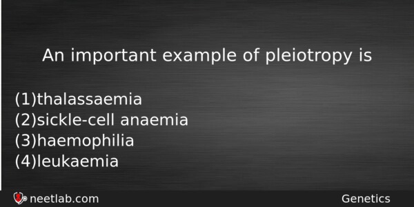 An important example of pleiotropy is - NEET Lab